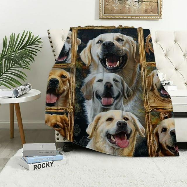 JEUXUS Labrador Blanket for Girls Boys Kids Silky Soft Plush Throw ...