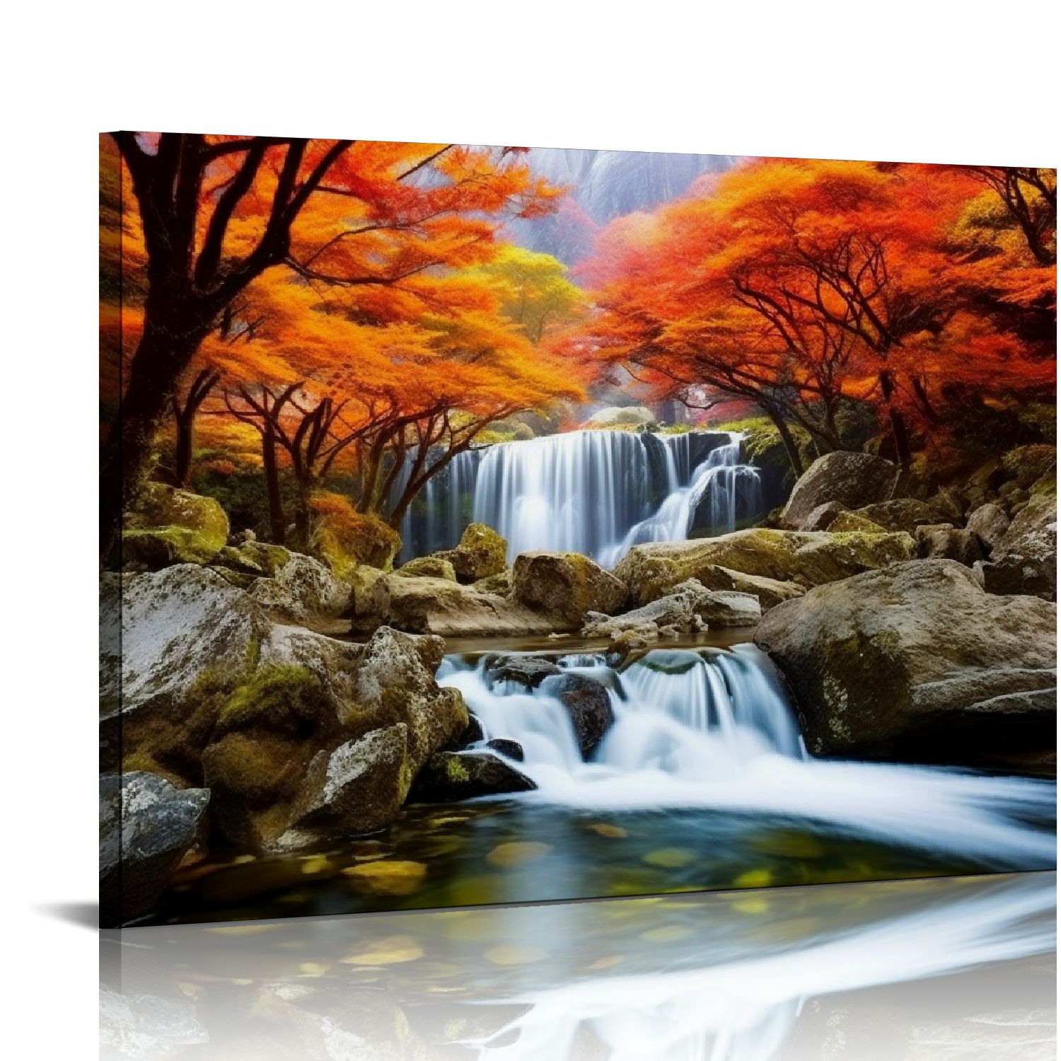 JEUXUS Landscape Canvas Wall Art Waterfall Nature Forest Scenery ...