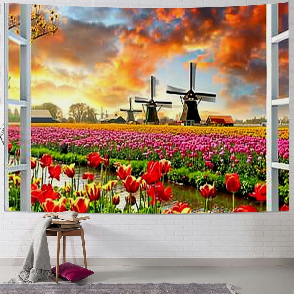 JEUXUS Landscape Paintings Traditional Dutch Windmills Wall Art ...