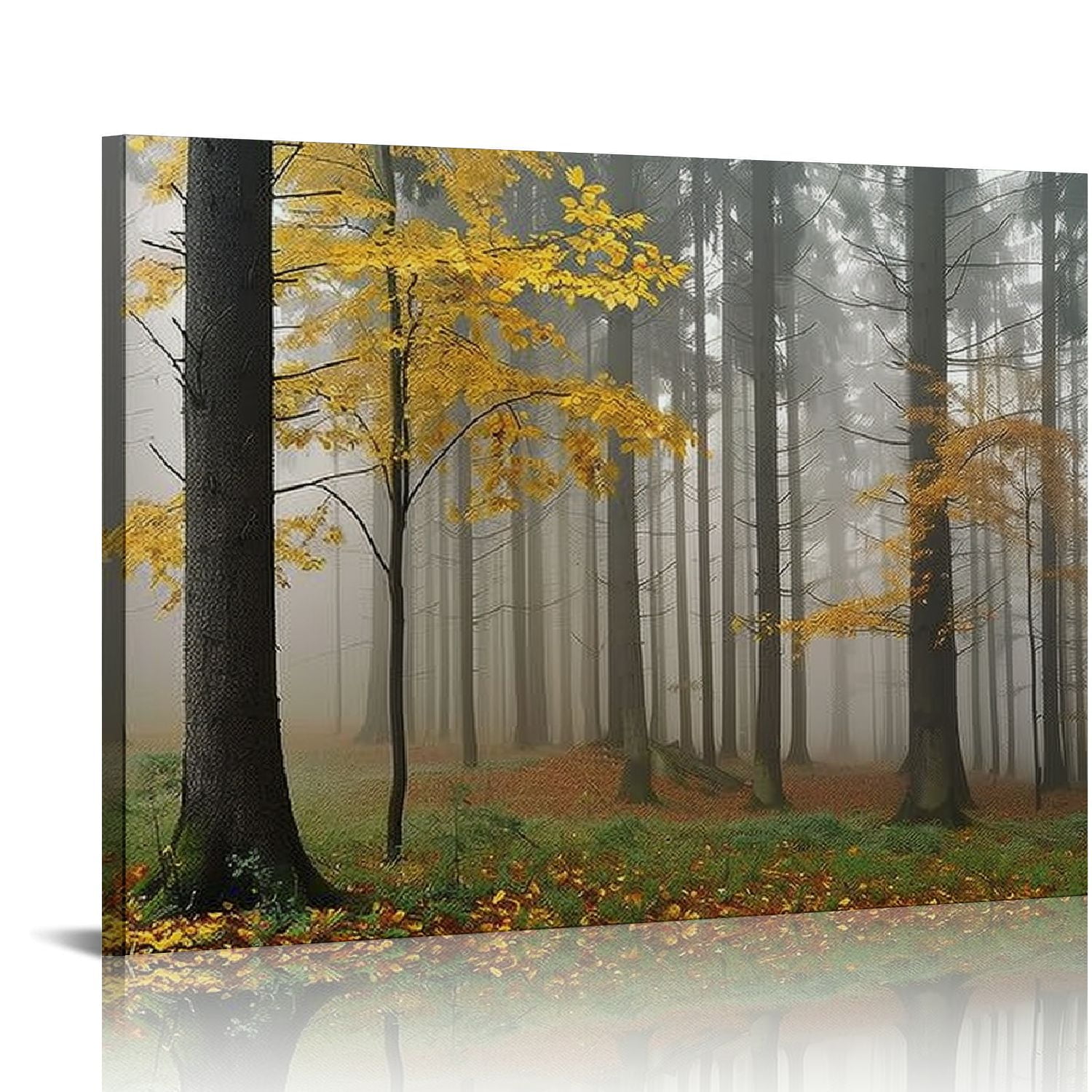 JEUXUS Landscape Tree Canvas Wall Art: Forest Scenery Picture Painting Print Foggy Nature Scenic ...