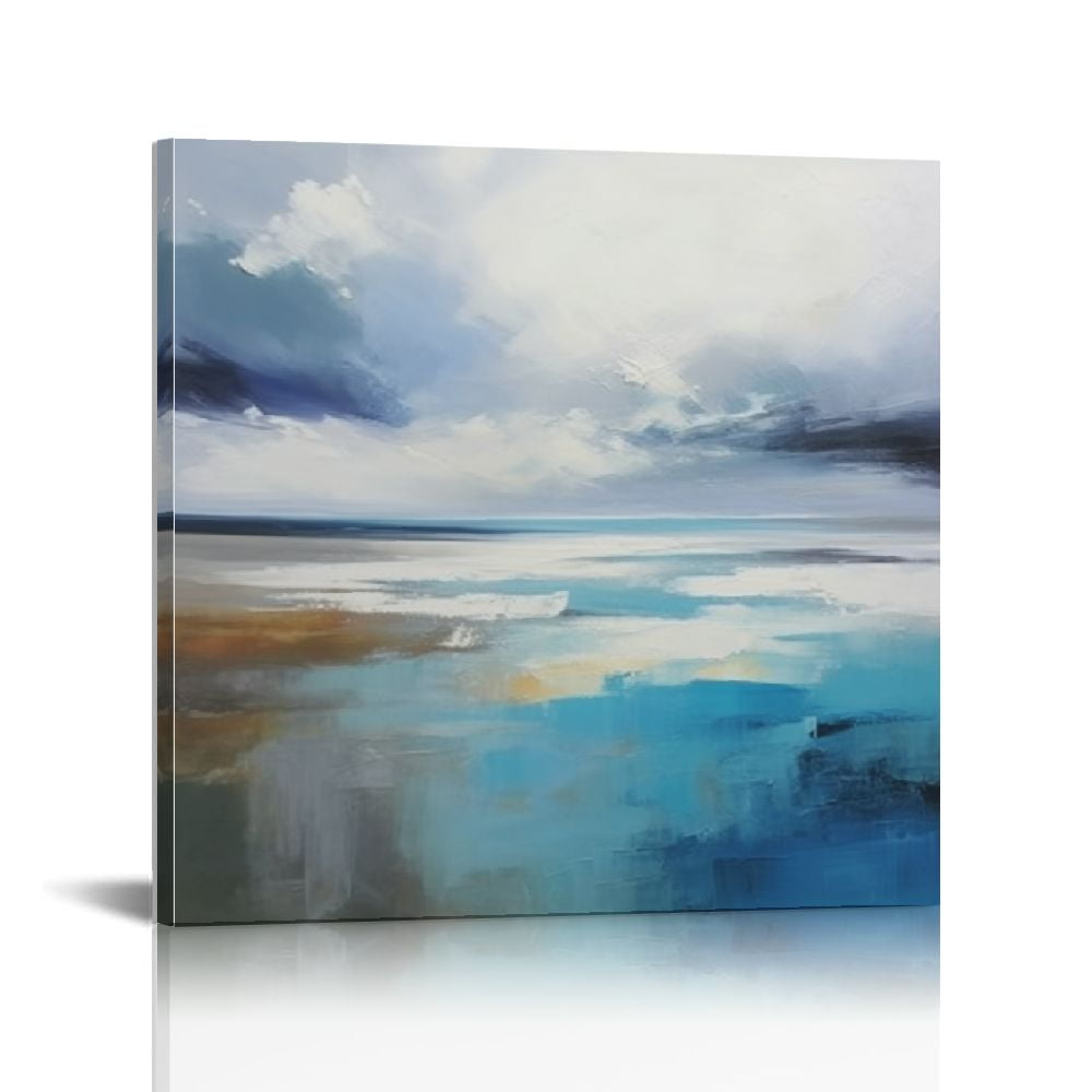 JEUXUS Large Abstract Canvas Prints Wall Art, Blue Ocean Landscape for ...