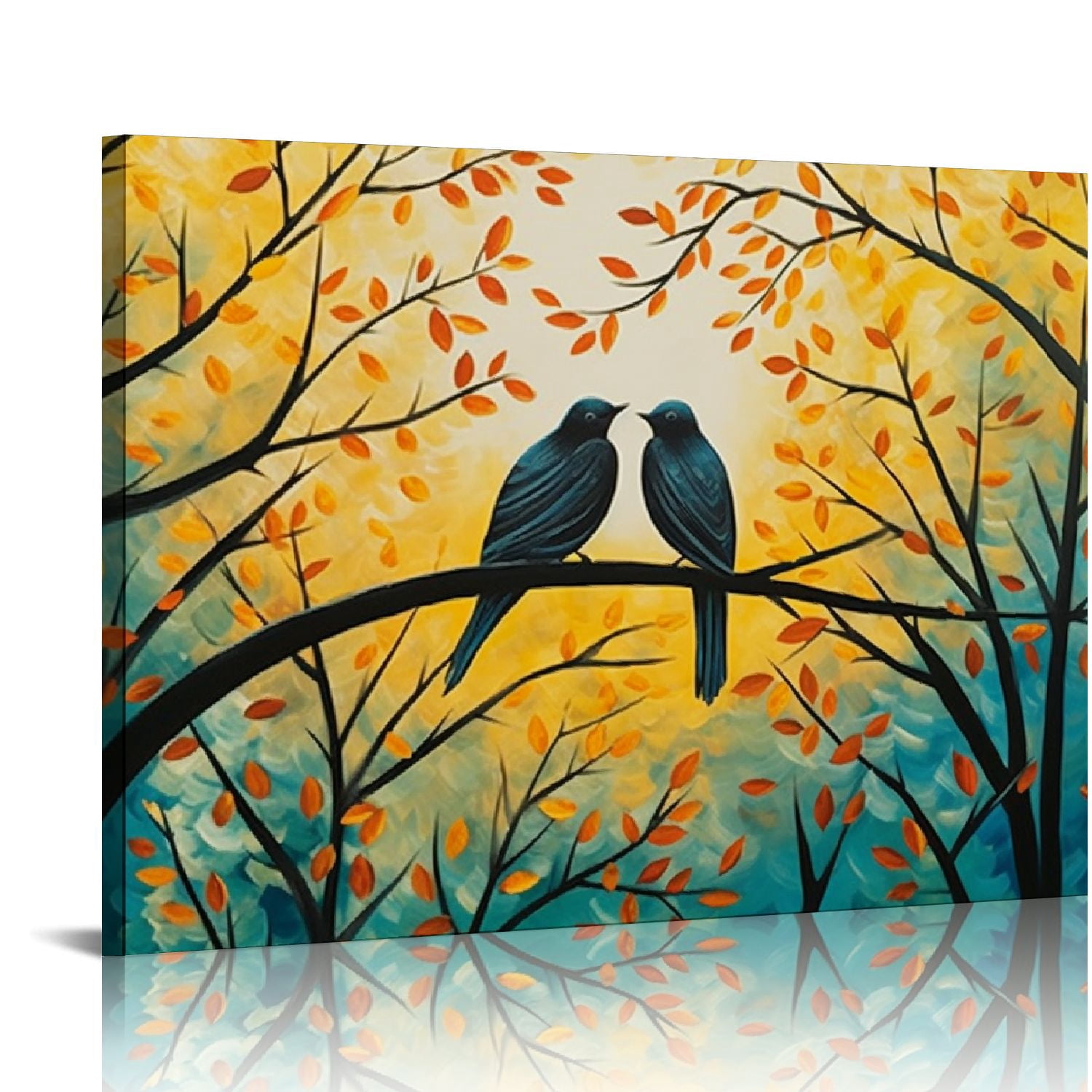 JEUXUS Large Size Romantic Birds Canvas Wall Art Loving Birds on Tree ...