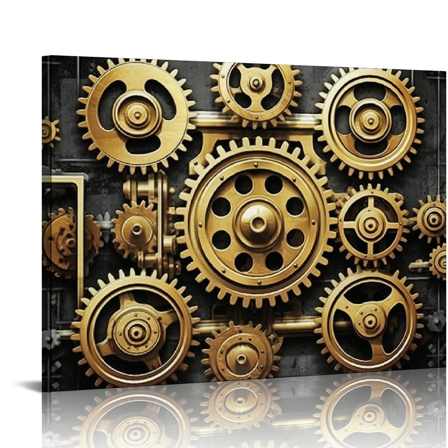 JEUXUS Large Vintage Steampunk Gear Canvas Wall Art Abstract Industrial ...