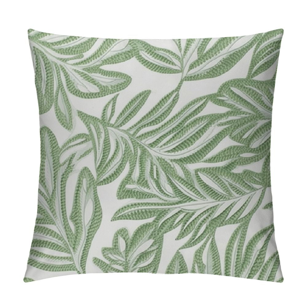 JEUXUS Leaf Decorative Throw Pillow Cover Tropical Green Leaves Pillow ...
