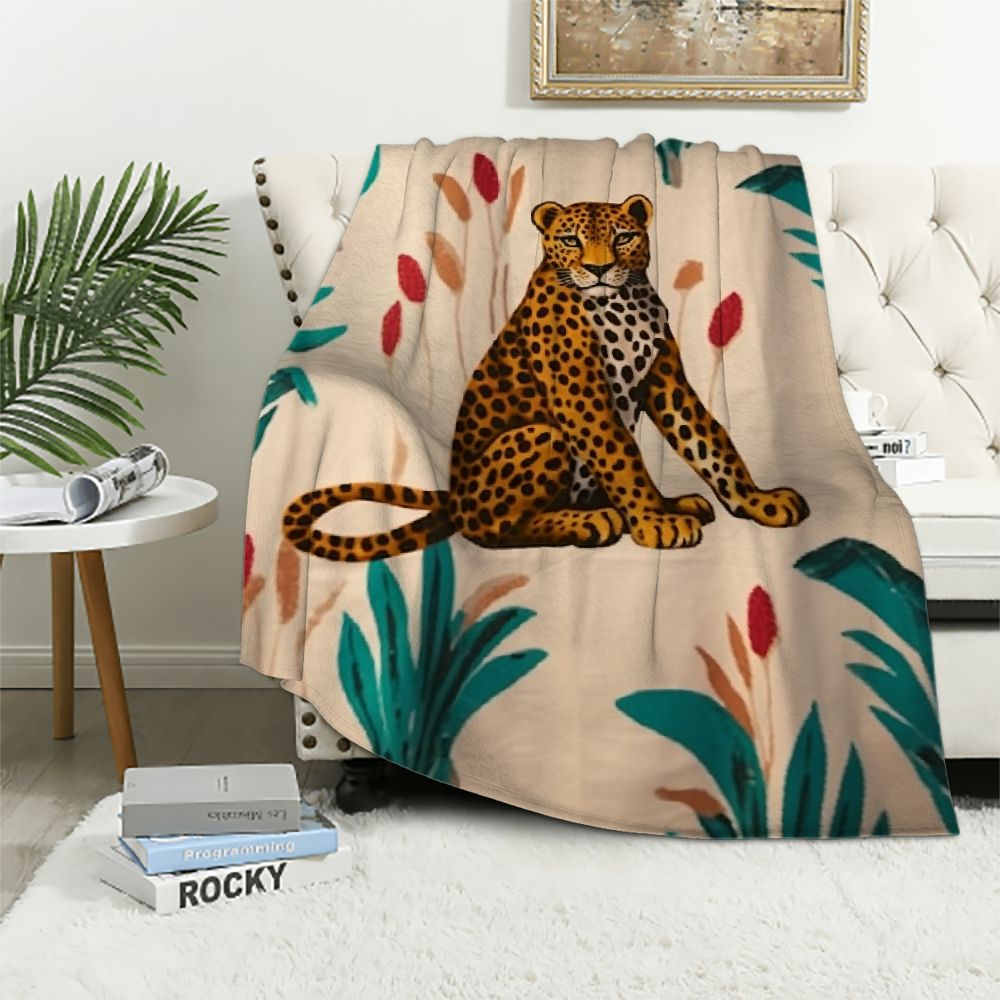 JEUXUS Leaf Tiger Blanket for Kids Adult, Soft Fuzzy Cozy Flannel ...