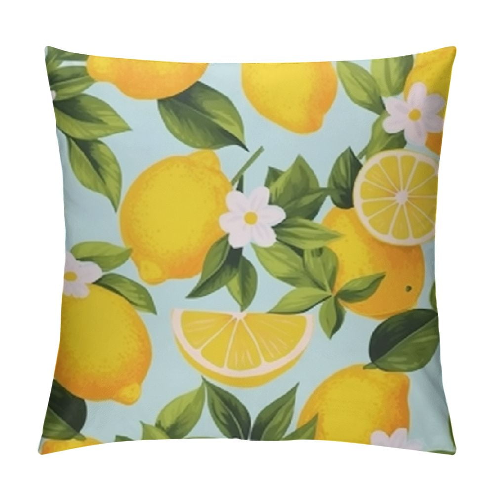 JEUXUS Lemon Throw Pillow Covers Summer Fruit Farmhouse Decorative ...