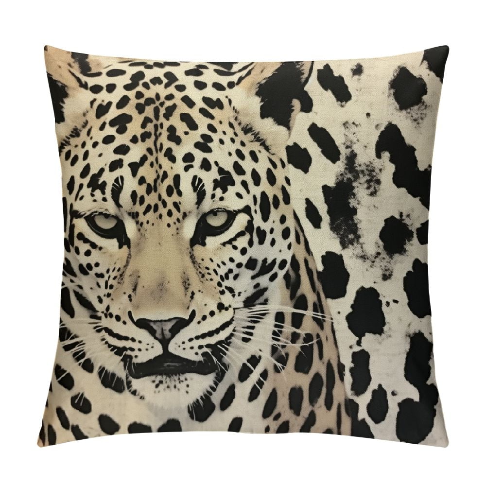 JEUXUS Leopard Animal Skin Throw Pillow Cover Cheetah Tiger Leather ...