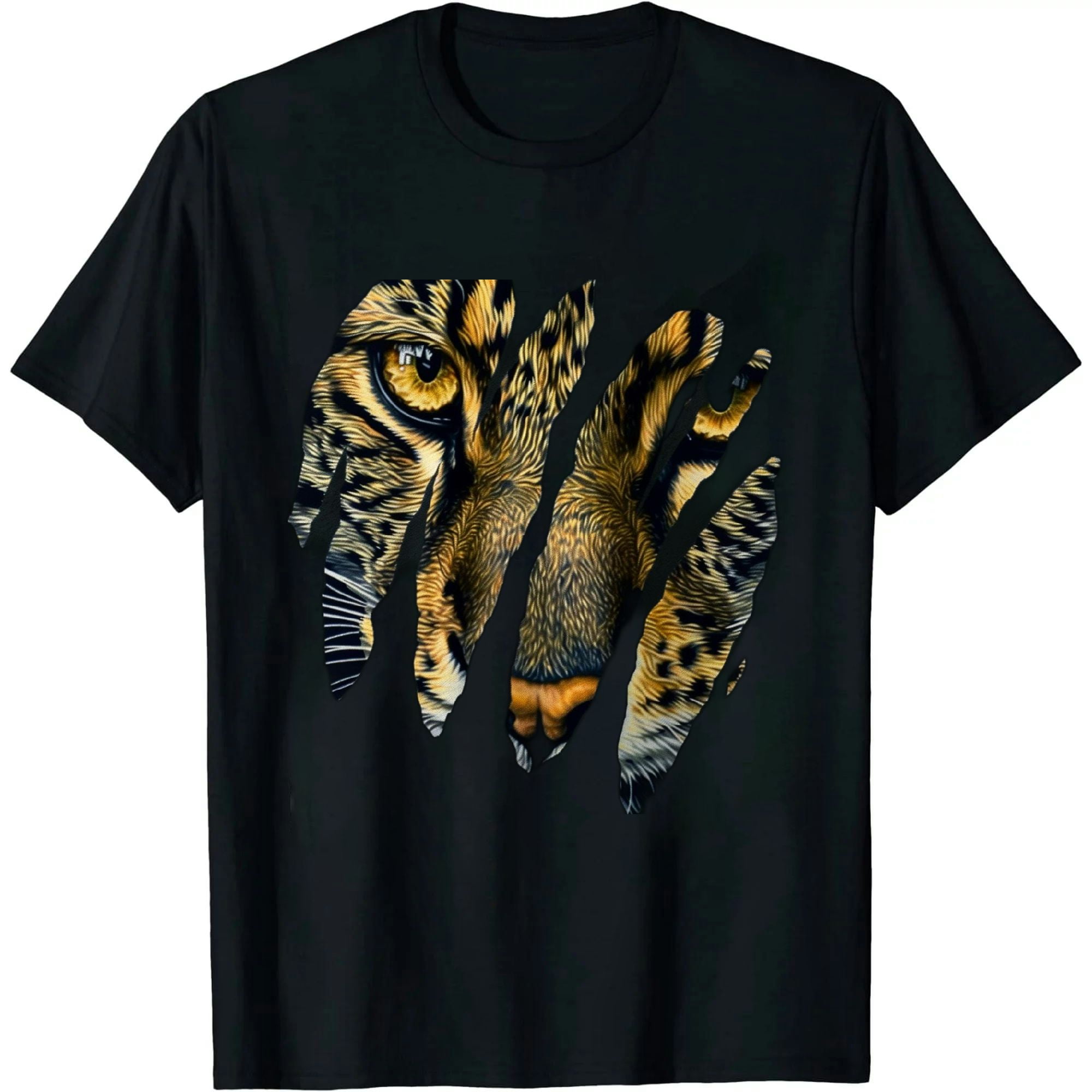 JEUXUS Leopard Cheetah Tiger Leopard Face Lion Cat Apparel T-Shirt ...