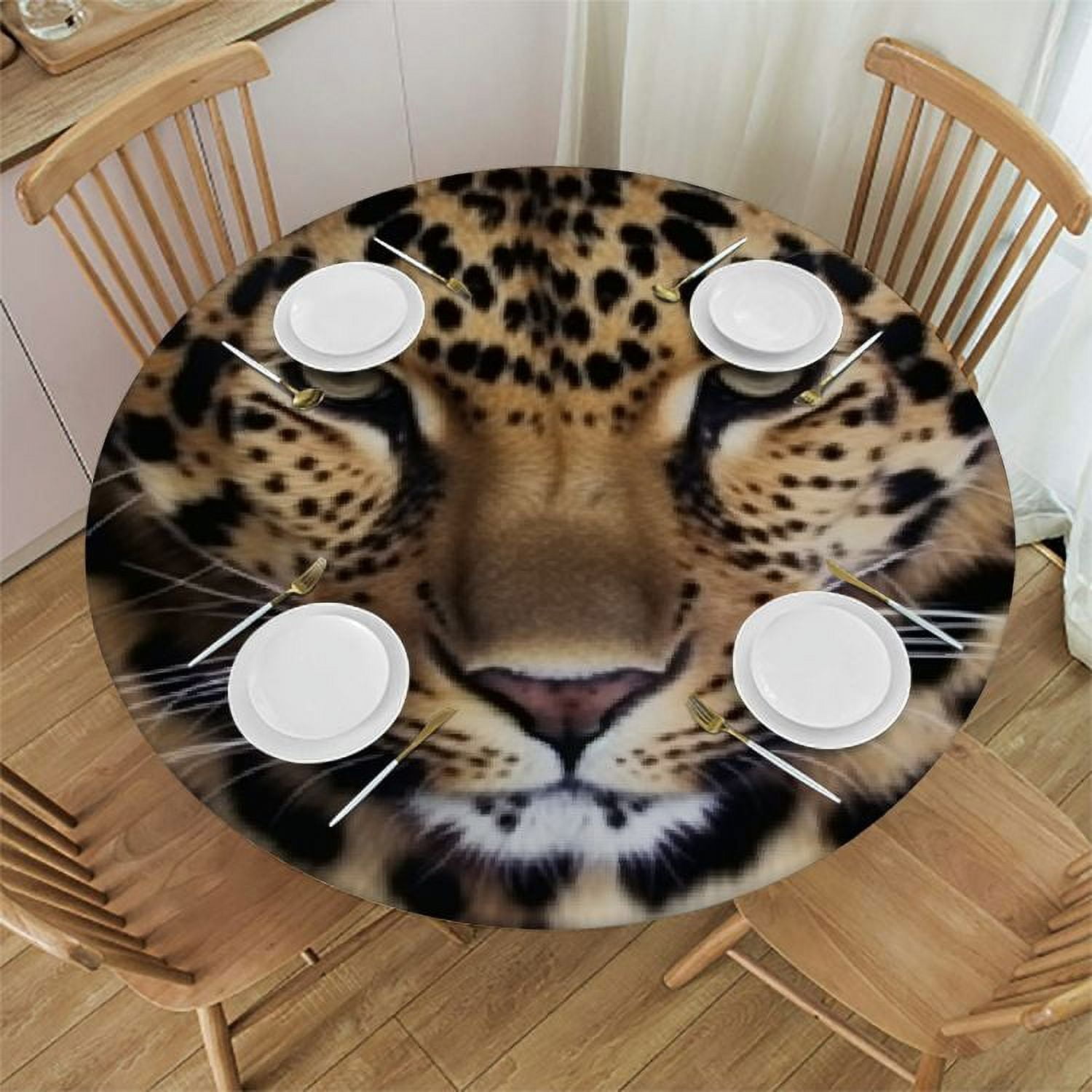 JEUXUS Leopard Print Round Tablecloth,Cheetah Skin Tiger Leather ...
