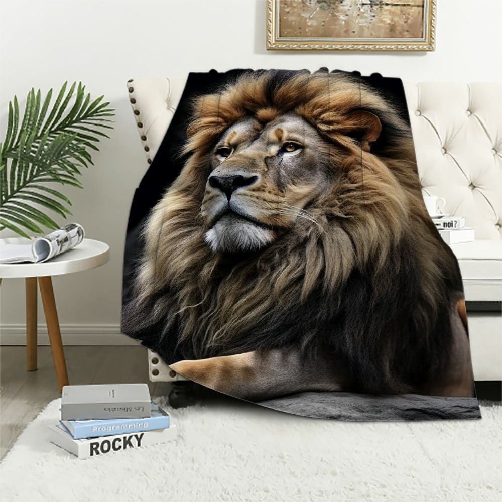JEUXUS Lion Blankets for Adults Animal Throw Blanket for Kids Face ...