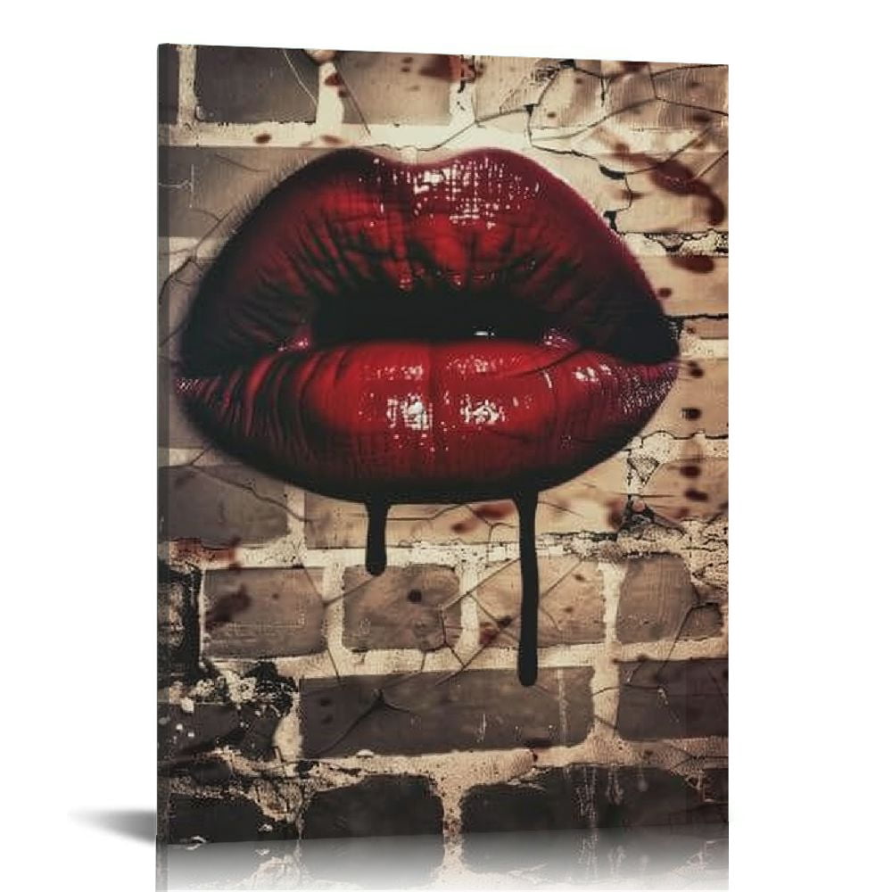 JEUXUS Lip Wall Art Pop Wall Art Bleeding Horror Lips Pictures Sexy ...