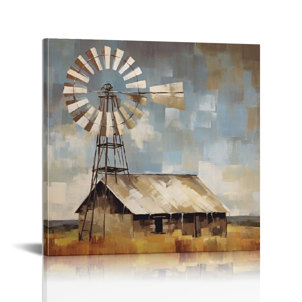 JEUXUS Long Barn Windmill Canvas Wall Decor by Artist Mark Chandon for ...