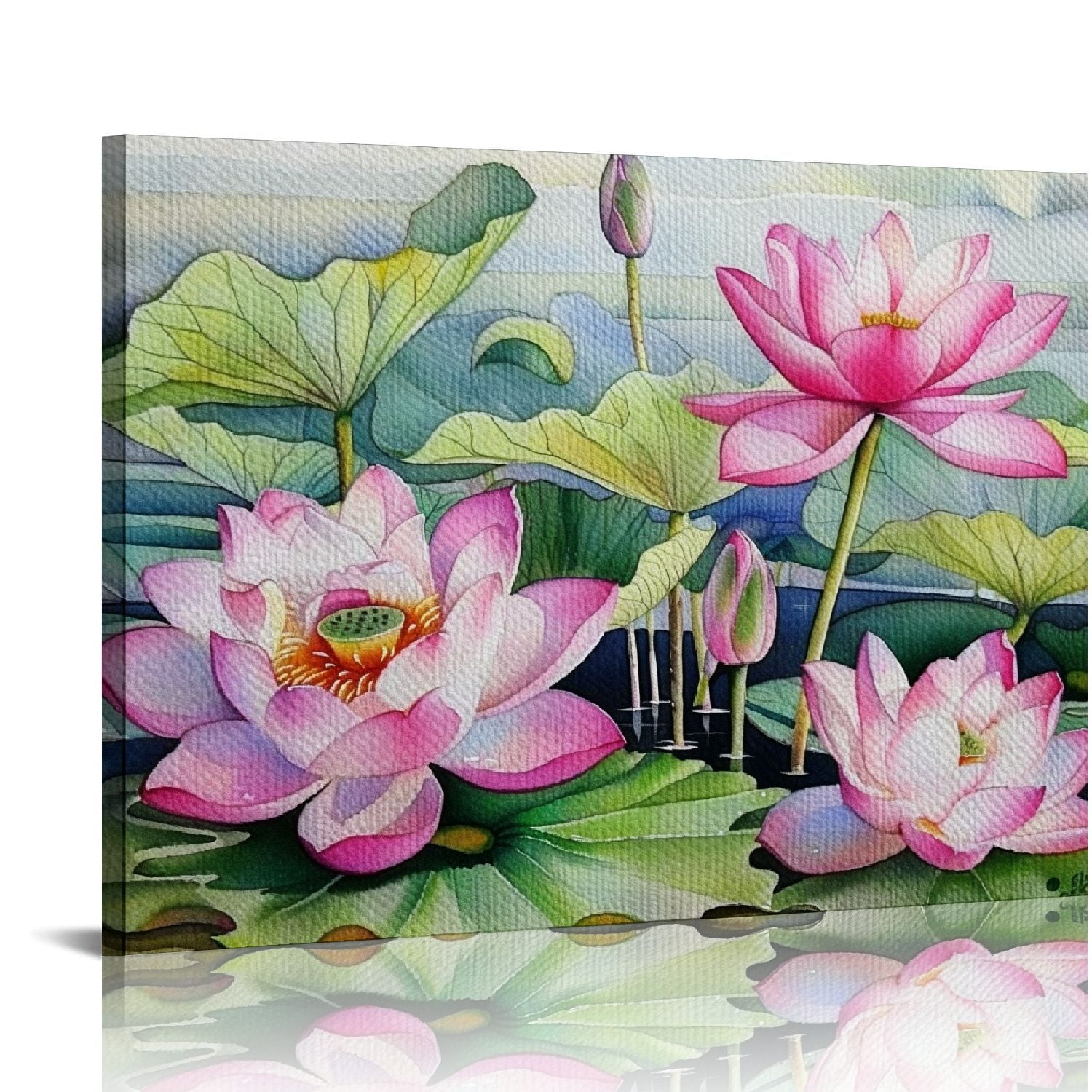 JEUXUS Lotus Canvas, Lotus Wall Art, Flower Wall Art, Abstract Wall Art ...