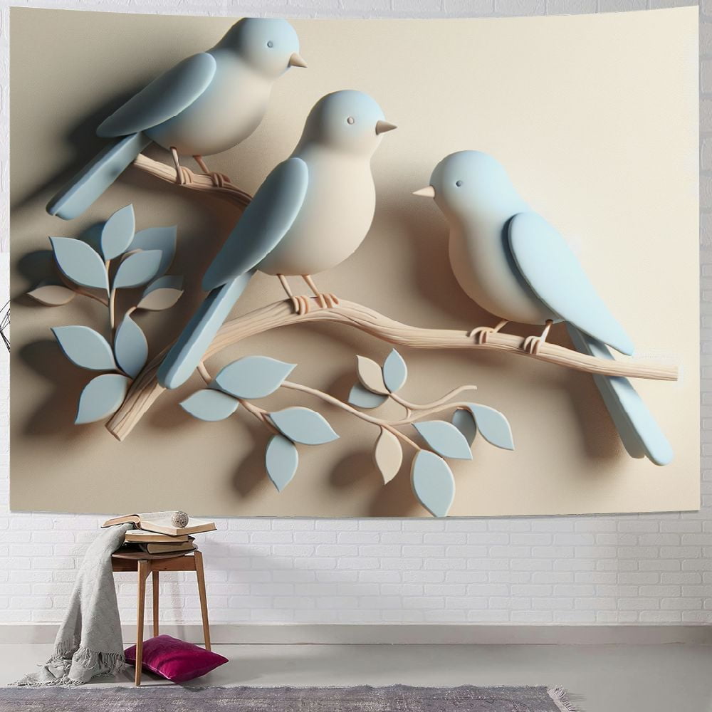 JEUXUS Love Birds Painting Blue and Gray Bird Pics Tree Branches with ...