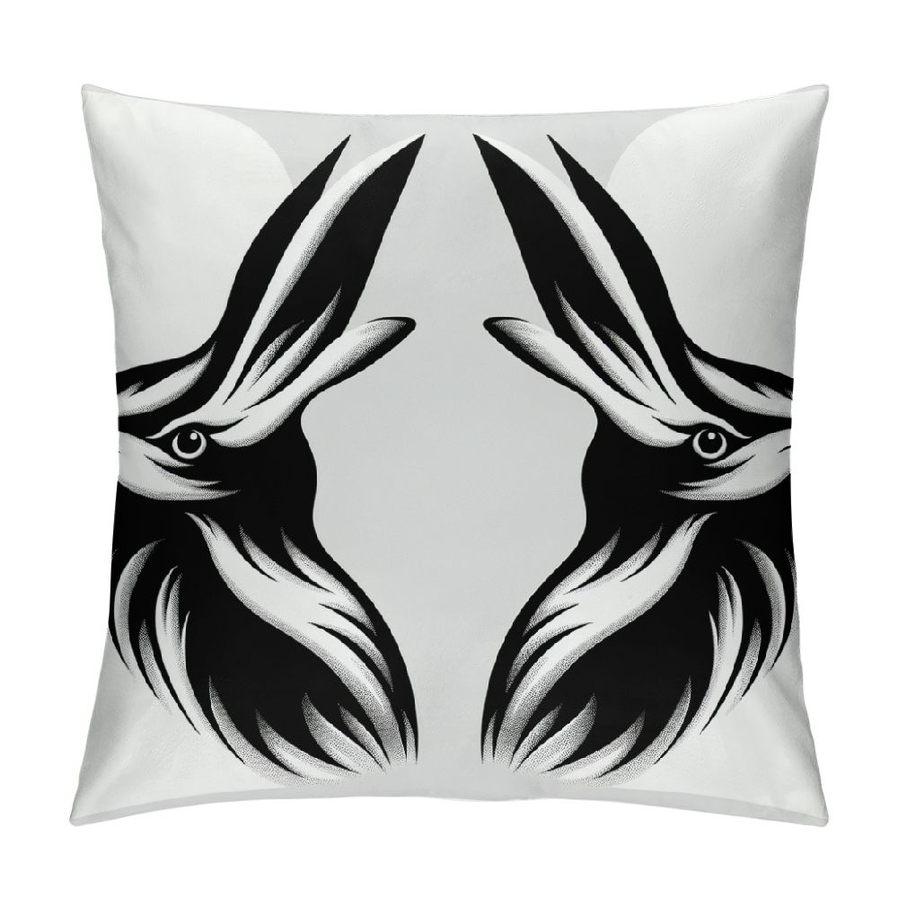 JEUXUS Lovely Rabbit Pillow Cover Easter Bunny with Black Gray Plaid ...