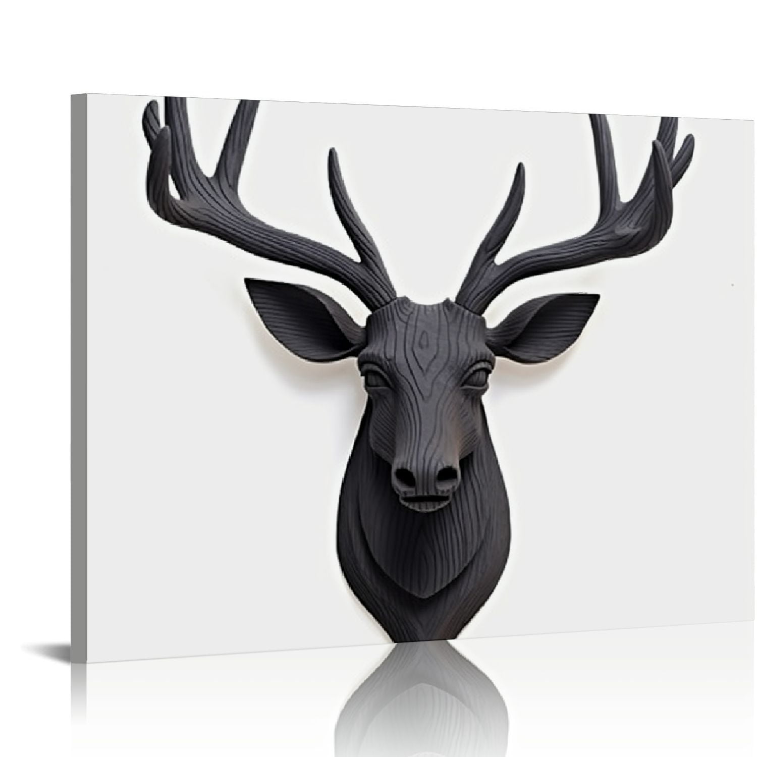 JEUXUS Luxury Black Deer Head Wooden Wall Decor Wall Art Wall Sculpture Solid Wood Wall Pediment ...