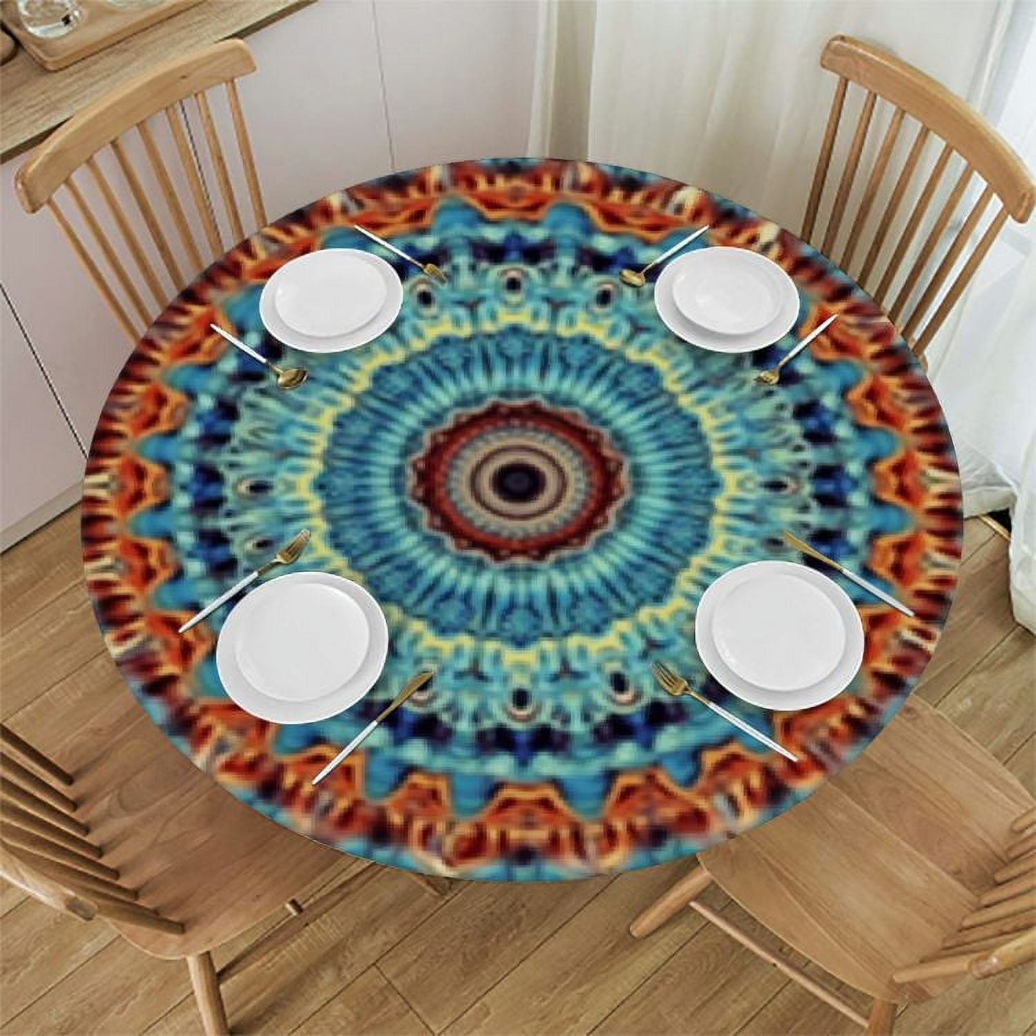 JEUXUS Mandala Round Tablecloth Waterproof Colorful Circular Patio ...