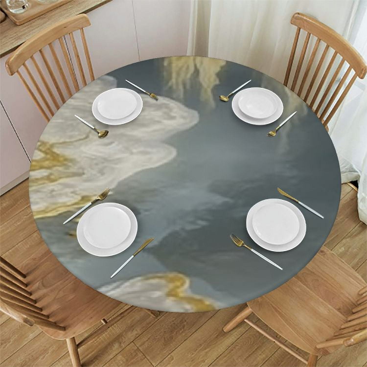 JEUXUS Marble Oval Tablecloth, Gray and Gold Marble Pattern Waterproof ...