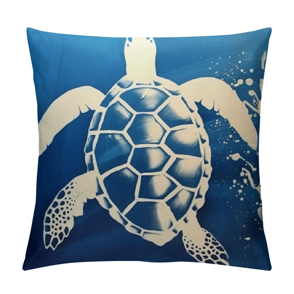 RUIYC Marine Sea Turtle White Starfish Throw Pillow Covers Nautical ...