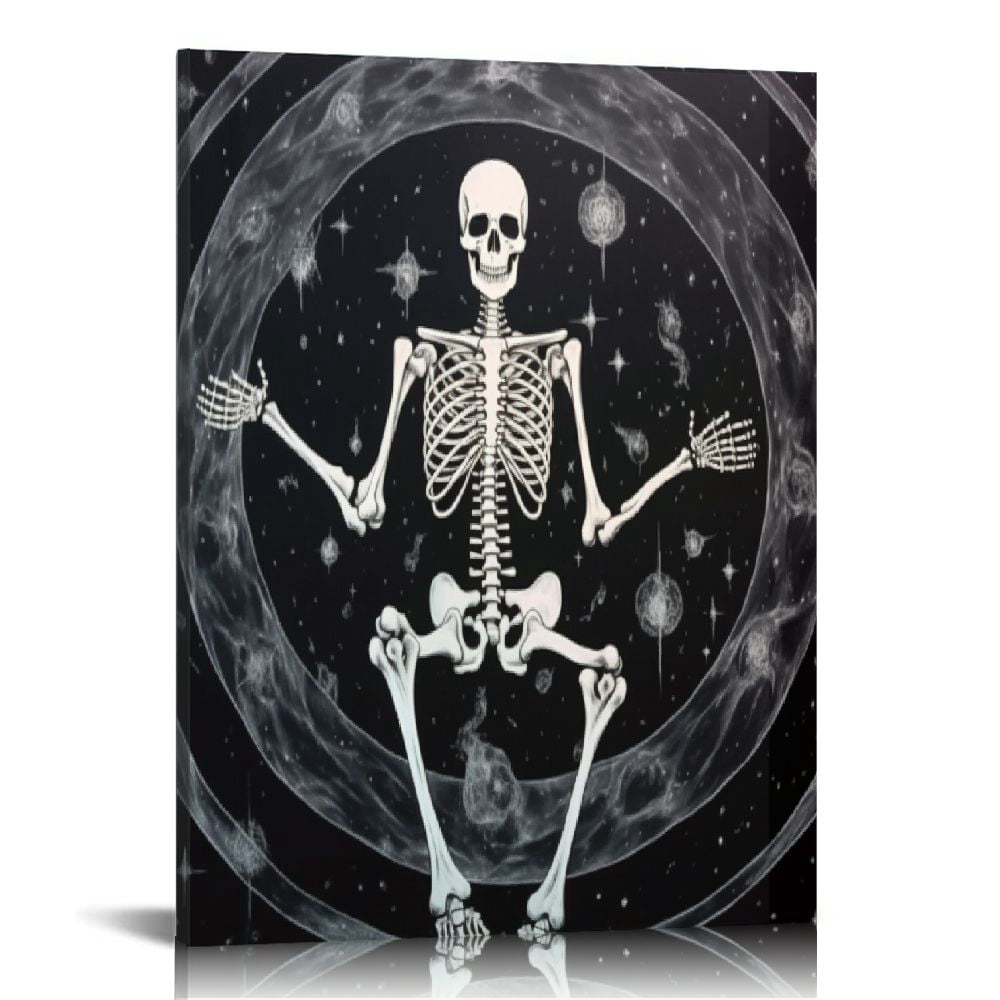 JEUXUS Meditation Skeleton Wall Art Decor for Bedroom 3 Piece Canvas ...