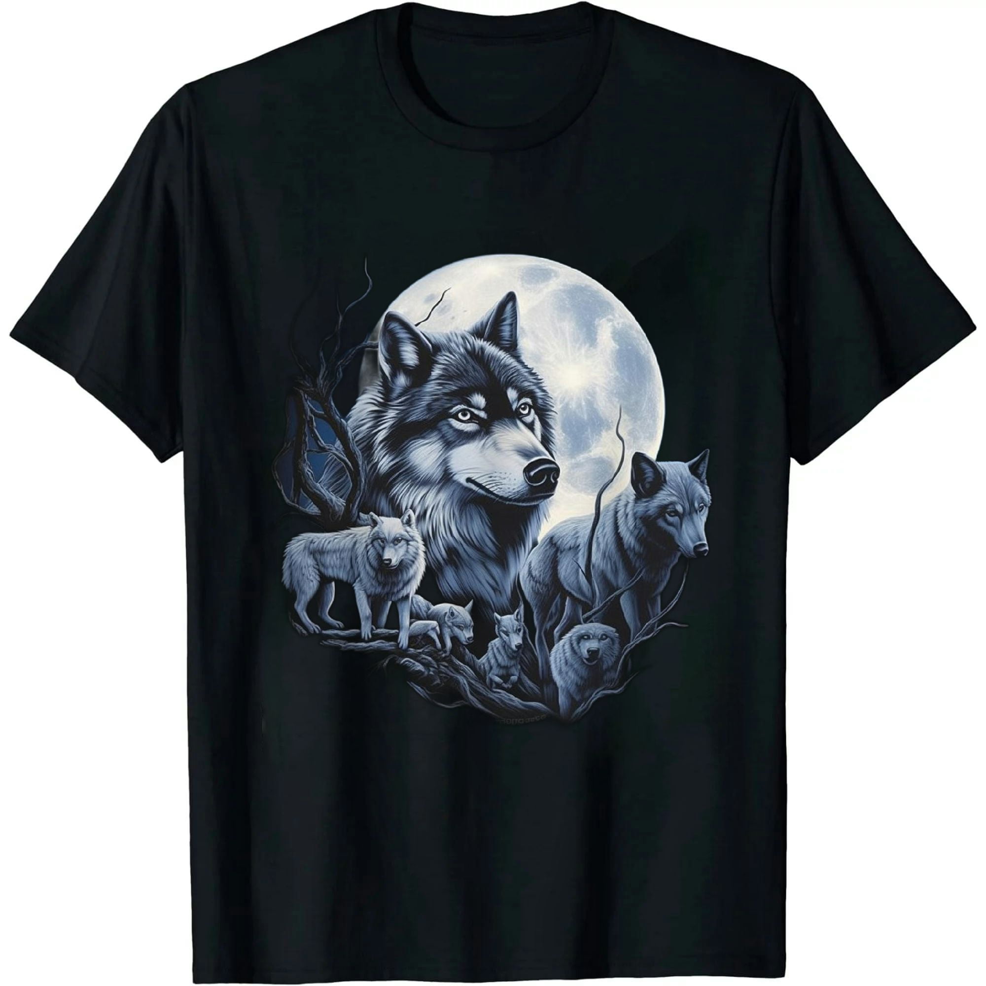 JEUXUS Men's Howl at The Moon Wolf Shirt - Wolf Pack Graphic Tee Shirt ...