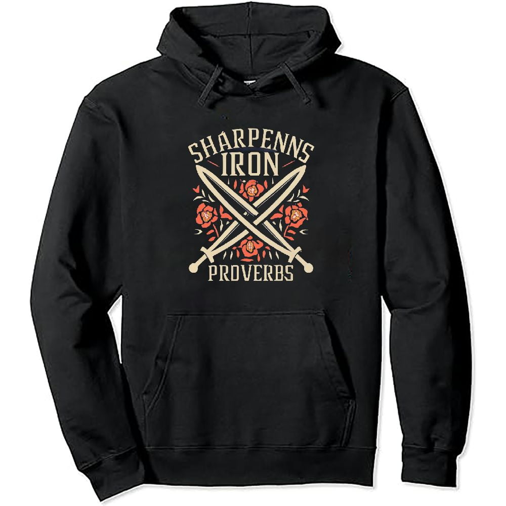 JEUXUS Mens Christian Hoodie Iron Sharpens Iron Proverbs 27:17 Hooded ...