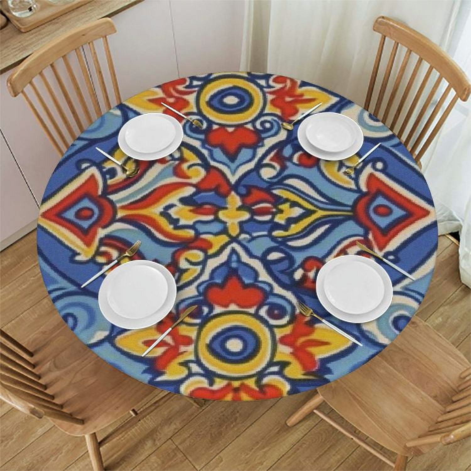 RUIYC Mexican Round Tablecloth Macrame Table Cover for Kitchen Dinning ...