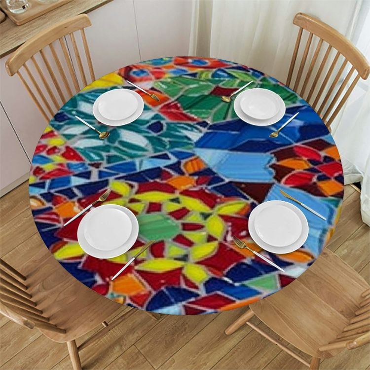 RUIYC Mexican Tablecloth Round, Durable Table Cover for Kitchen Dining ...