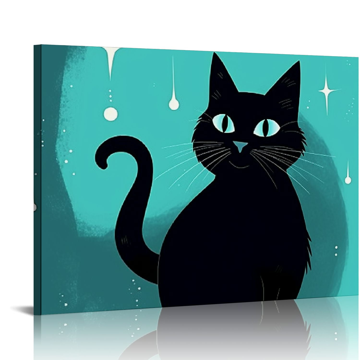 JEUXUS Mid-Century Modern Cats Wall Art - Abstract Art - Kitty Cat ...