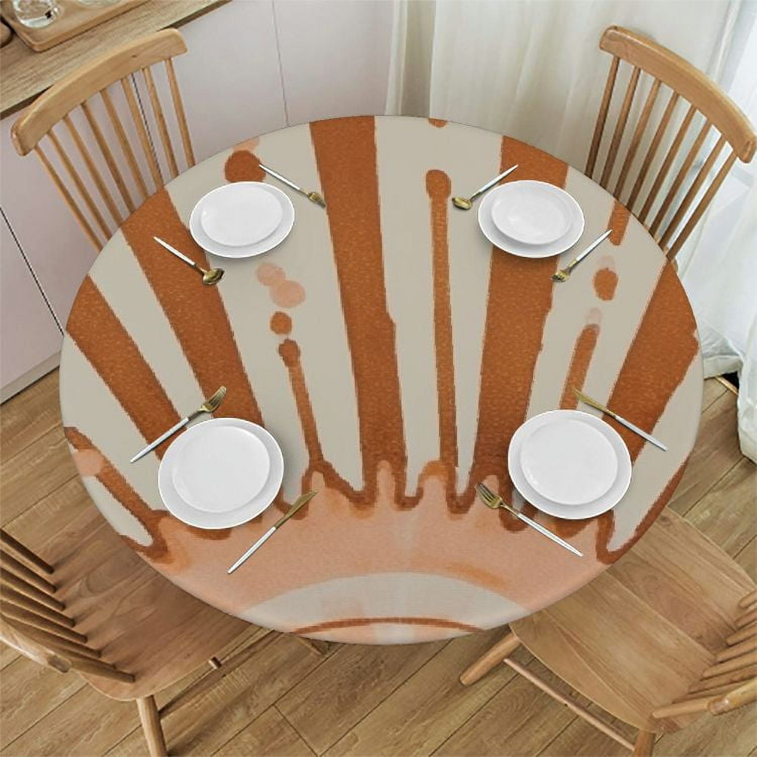 JEUXUS Mid Century Round Fitted Table Cover for Dining Tables ...