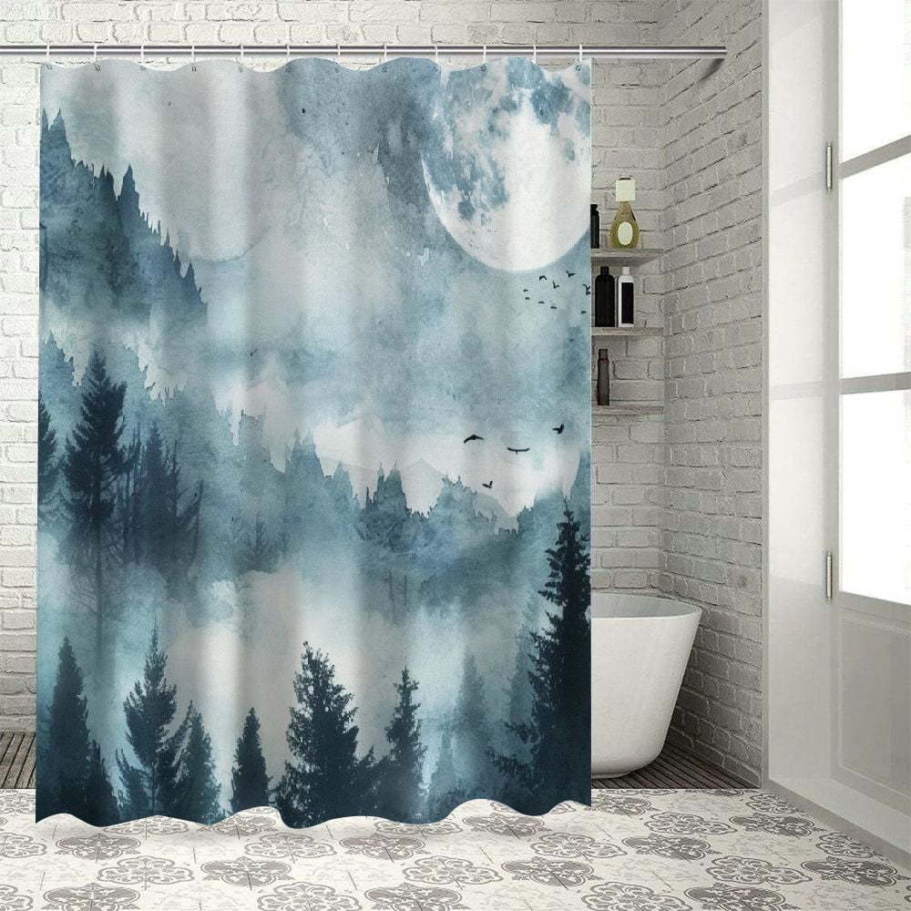 JEUXUS Misty Forest Foggy Mountain Magical Tree Nature Woodland Shower ...