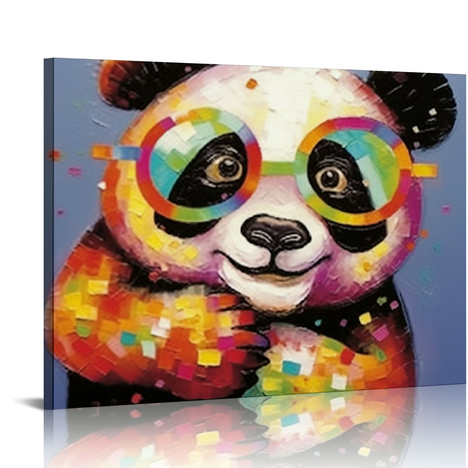 JEUXUS Modern Animal Canvas Print Wall Art Contemporary Panda Happy ...