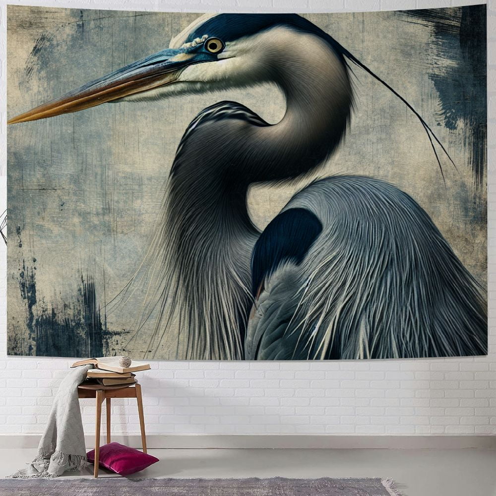 JEUXUS Modern Bird Paintings in Teal and Grey Color Tapestry (Multiple ...