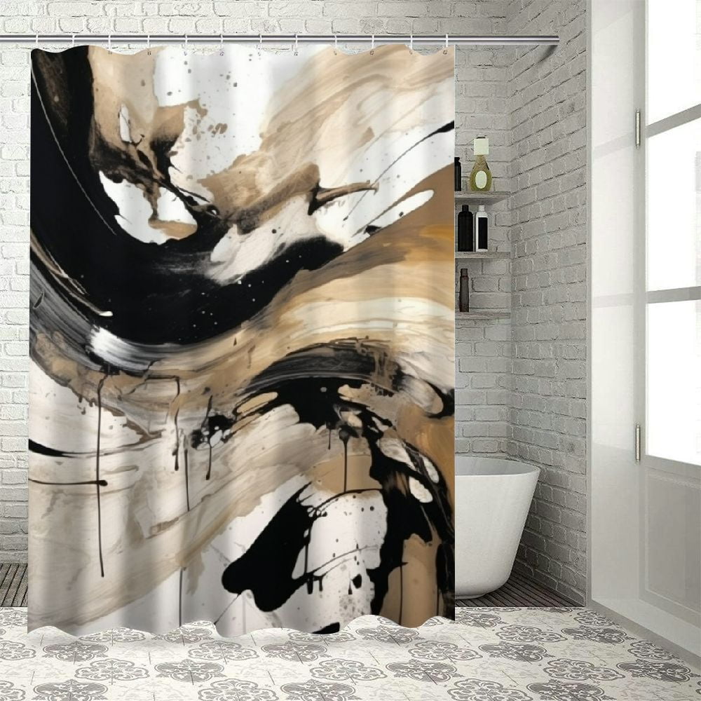 JEUXUS Modern Black and White Abstract Style Living Room and Corridor ...