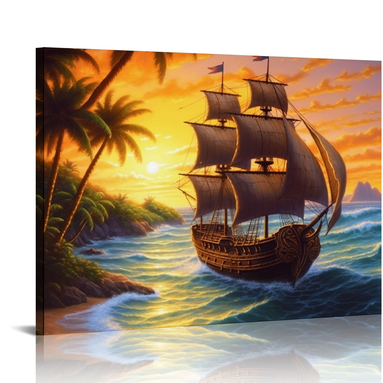 RUIYC Modern Canvas Painting Poster Print a Steampunk Pirate Ship ...