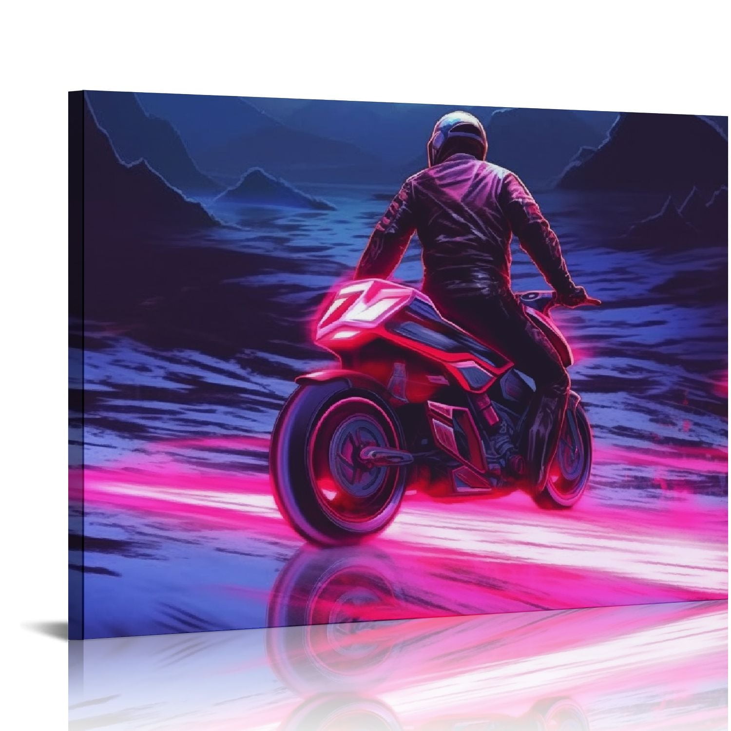 JEUXUS Modern Cyberpunk Motorcycle Racing Oil Paintings Artwork Canvas ...
