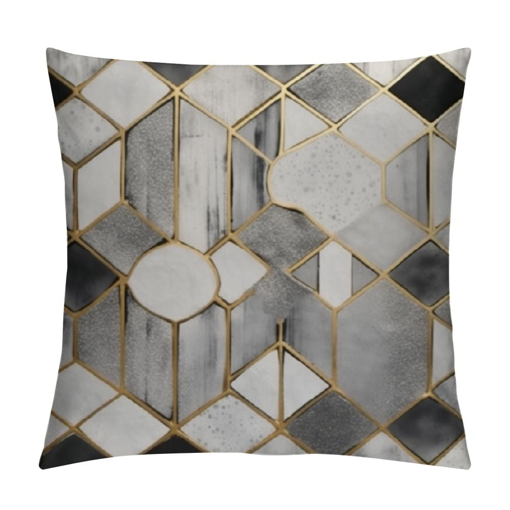 JEUXUS Modern Lumbar Abstract Pillow Cover Cube Optical Illusion Art ...
