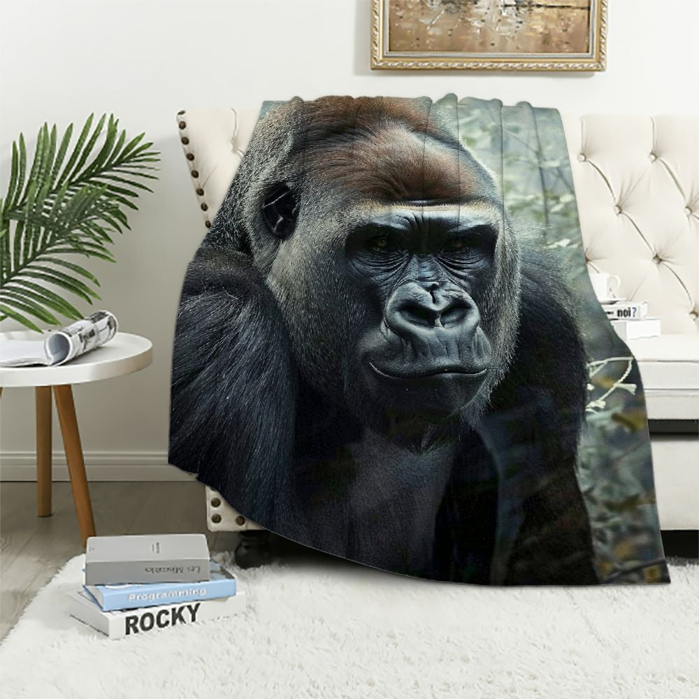 JEUXUS Monkey Bed Blanket Chimpanzee Throw Blanket Ape Monkey Plush ...