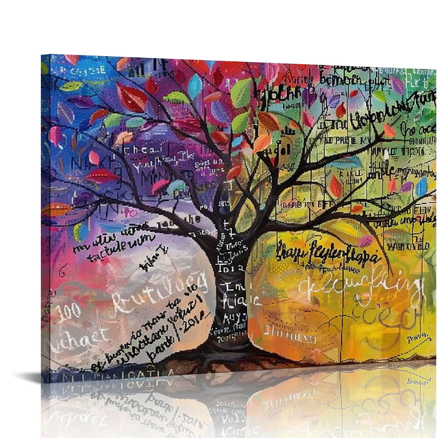 JEUXUS Motivational Colorful Tree Canvas Wall Art Wall Decor Abstract ...