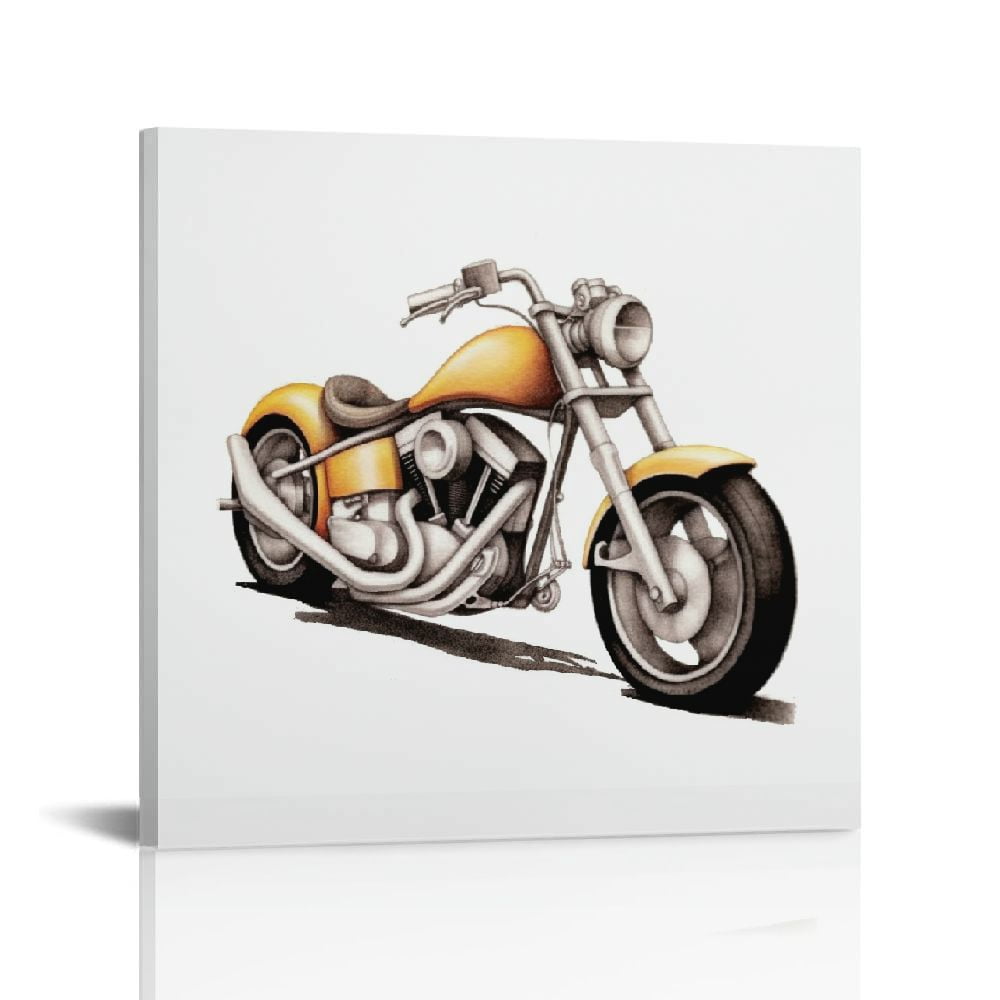 JEUXUS Motorbike Print Transportation Paintings Canvas Wall Art 16x16in ...