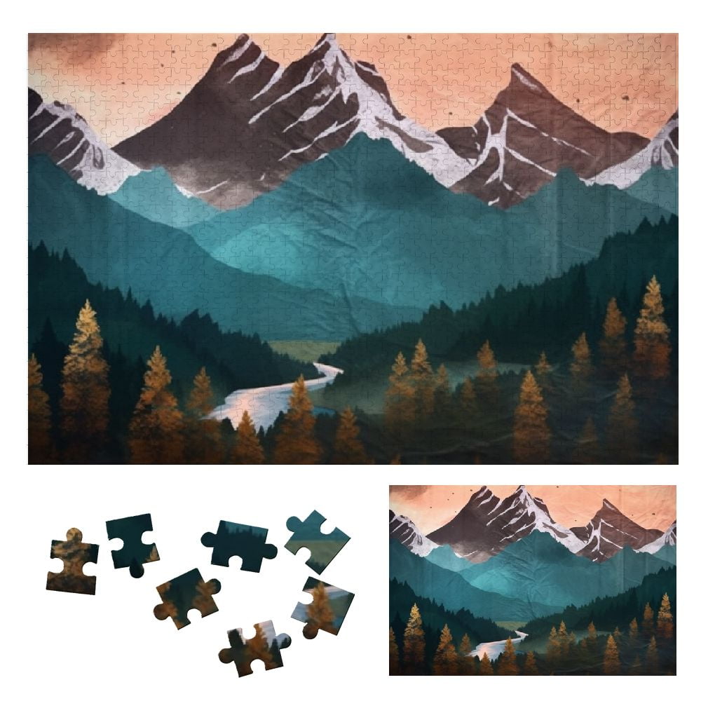 JEUXUS Mountains Lights Regionalism Wooden Jigsaw Puzzle Challenging ...