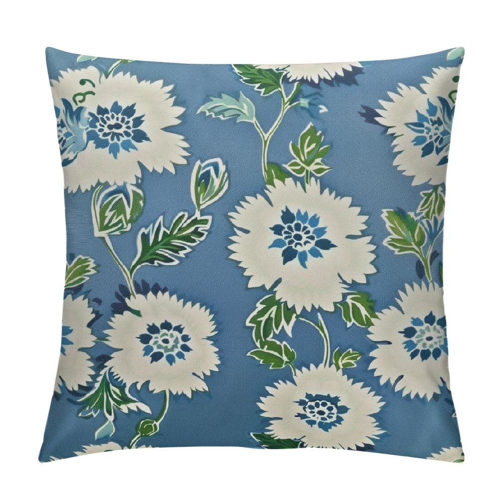 RUIYC , Flower Pillow Cover Chinoiserie Blue Floral Throw Pillow Cover ...