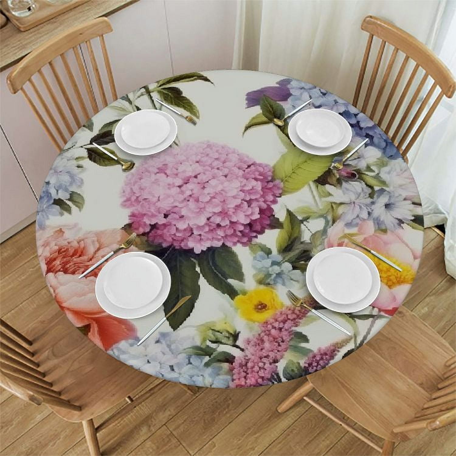 JEUXUS Multi Tablecloth Overlay for Round Springtime Fragrance with ...