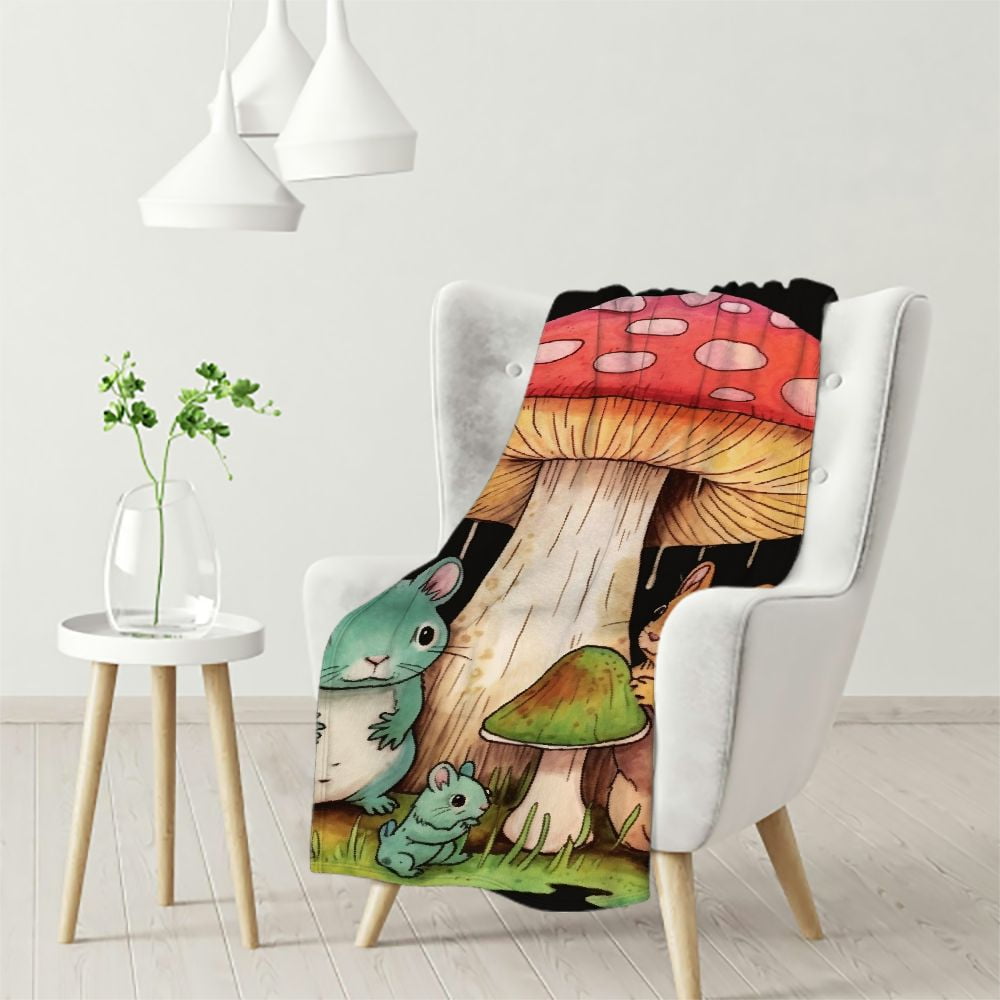 JEUXUS Mushroom Frog Throw Blanket - Twin Size Blanket for Women, Men ...