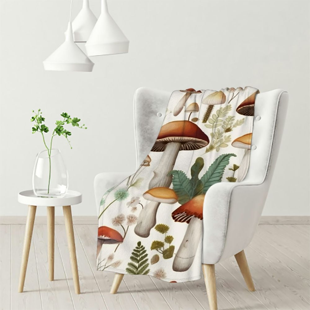 JEUXUS Mushrooms Moth Throw Blanket for Botancial Fungus Plush Blanket ...