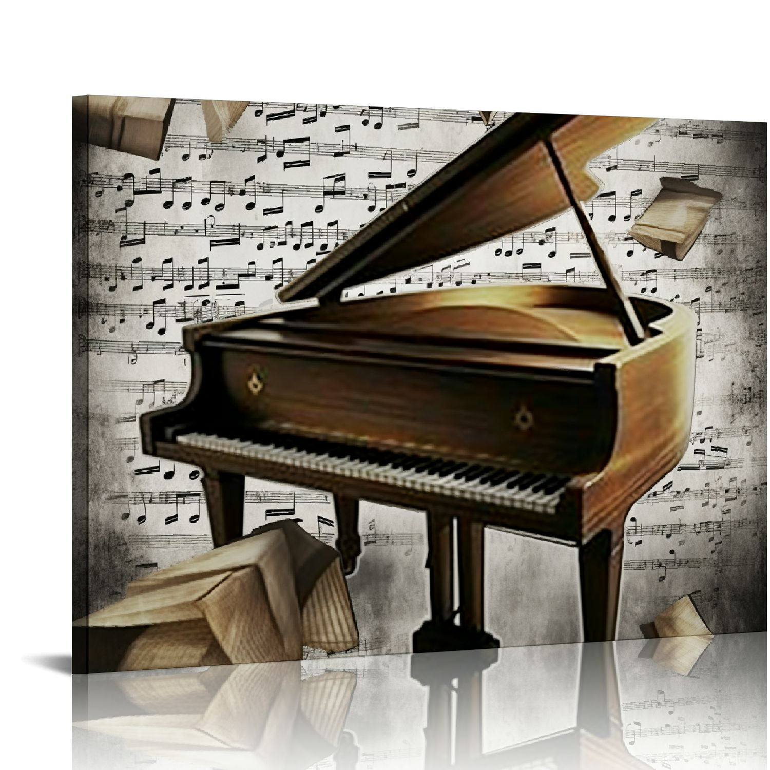 JEUXUS Music Canvas Wall Art Muisc Pictures for Wall Jazz Guitar Piano ...