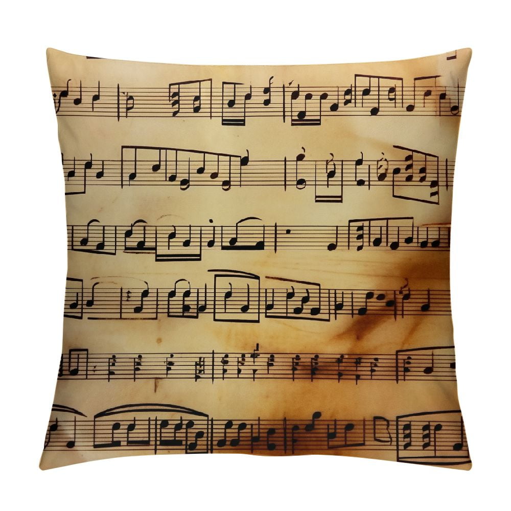 JEUXUS Music Note Pillow Case,Vintage Music Notes Design Cushion Cover ...