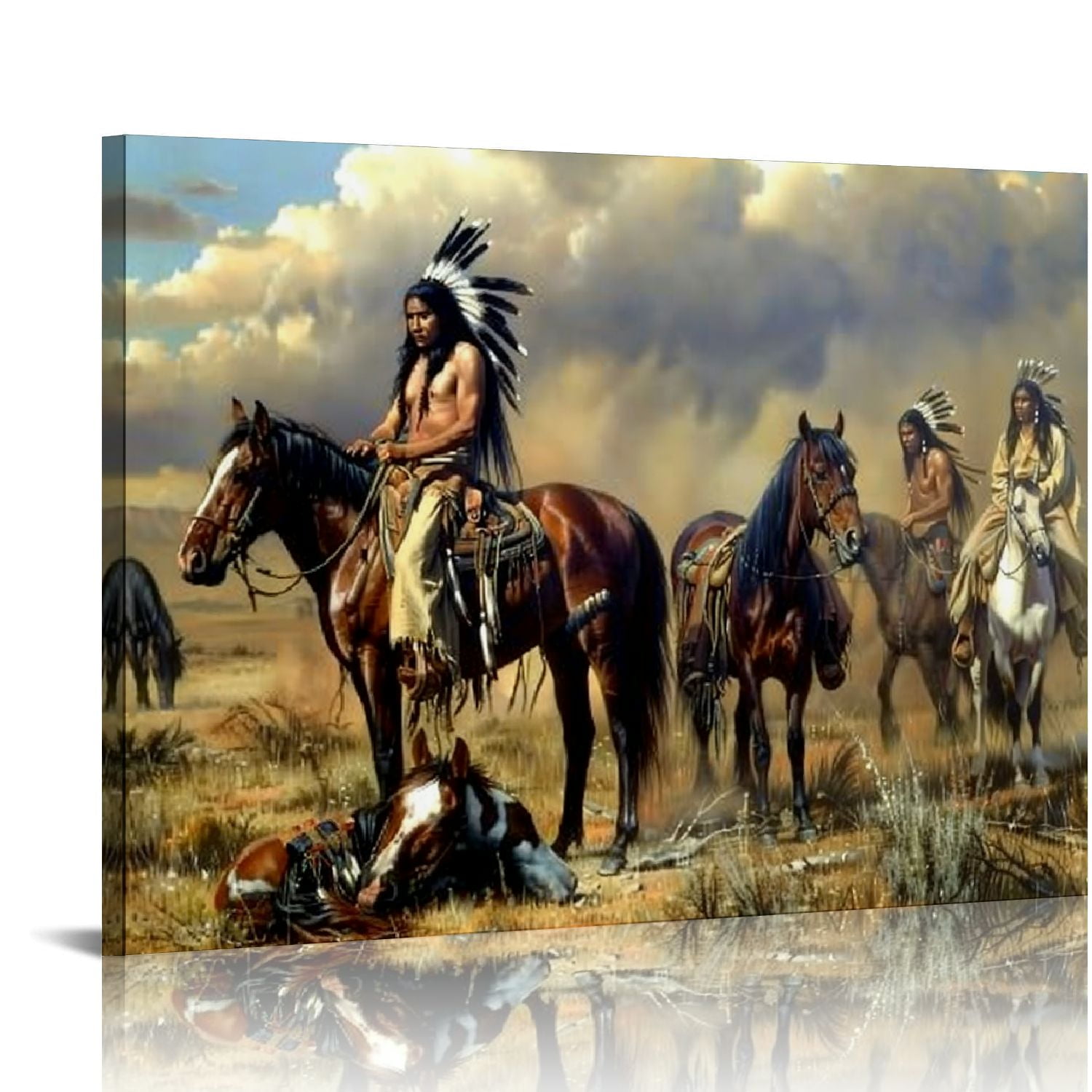 JEUXUS Native American Indian Canvas Art Poster and Wall Art Picture ...