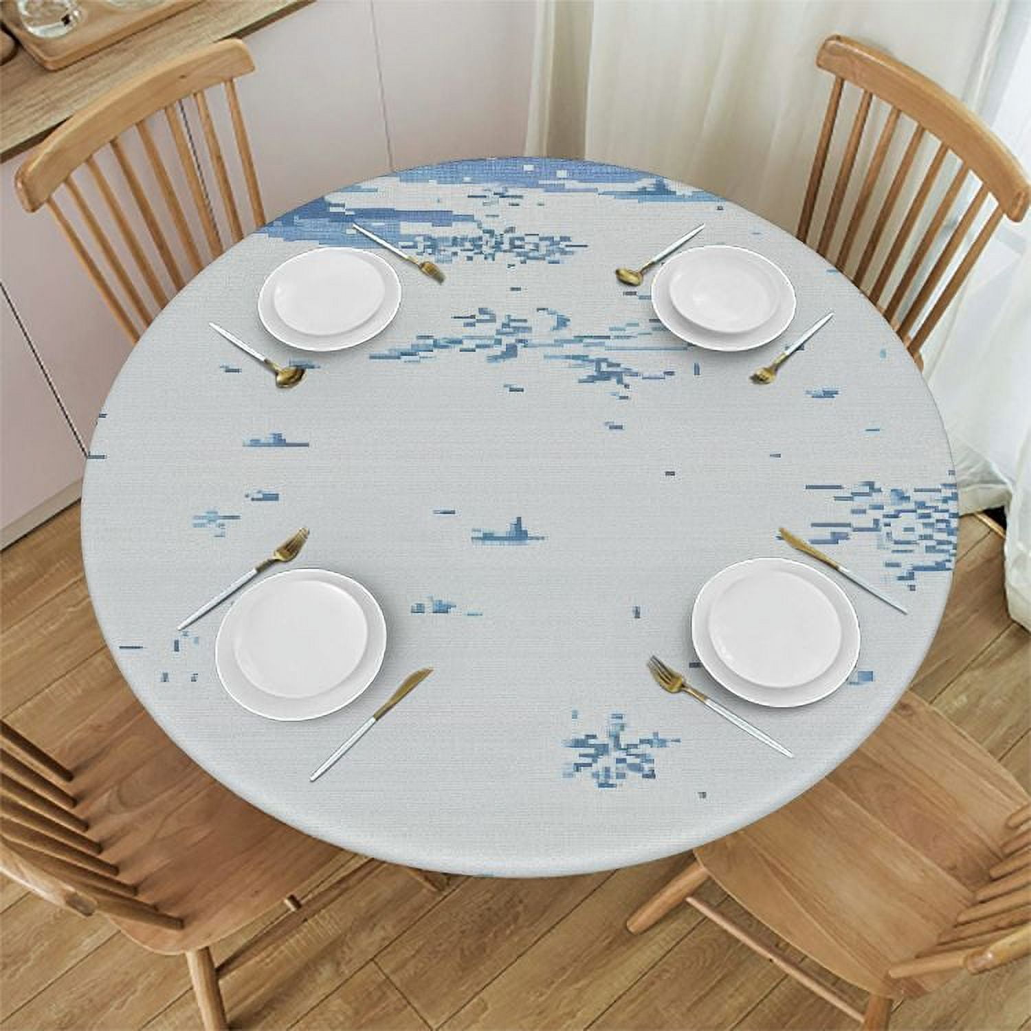 JEUXUS Nautical Coastal Round Tablecloth Summer Beach Blue Coral ...