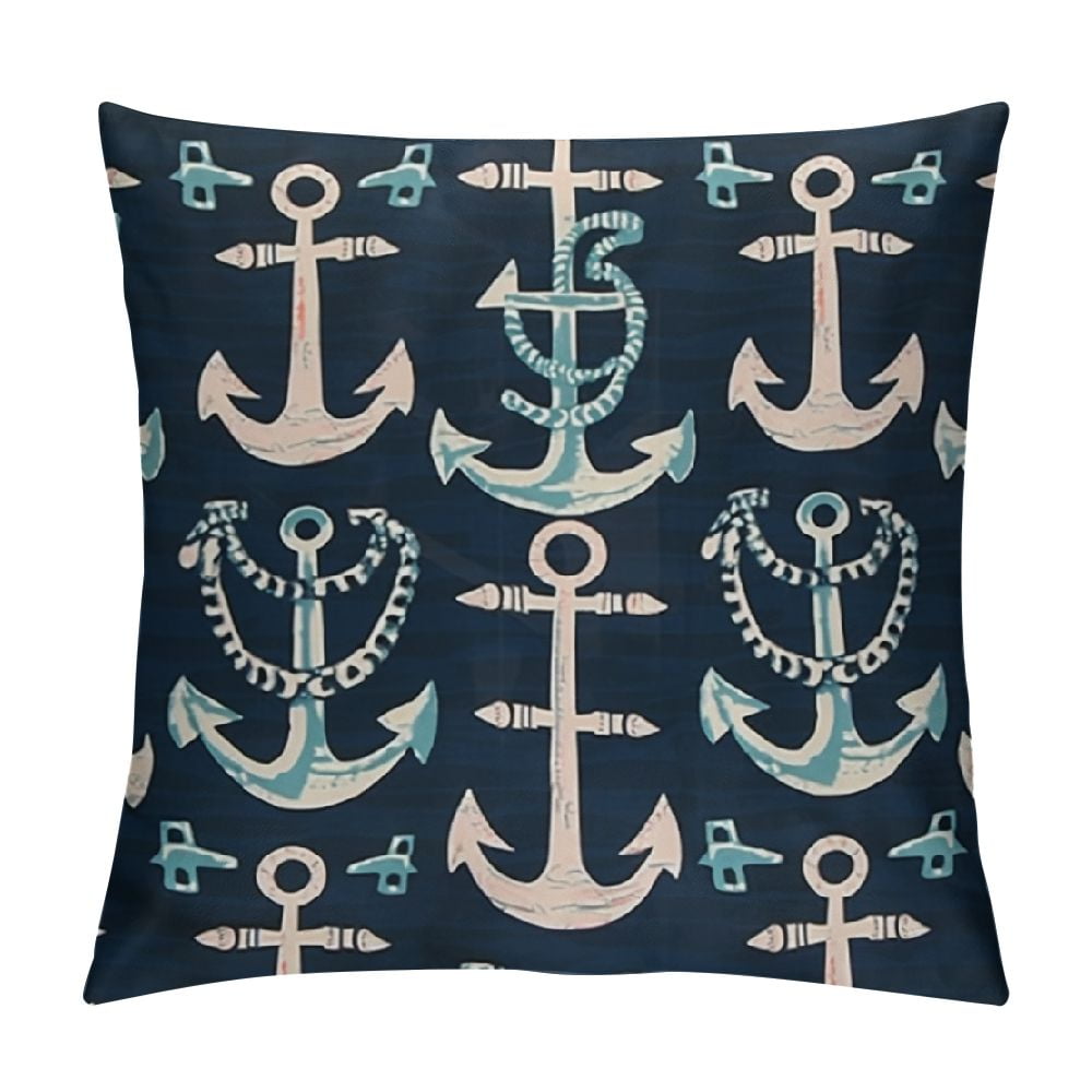 JEUXUS Navy Blue Nautical Ocean Starfish Coral Seahorse Anchor Throw ...